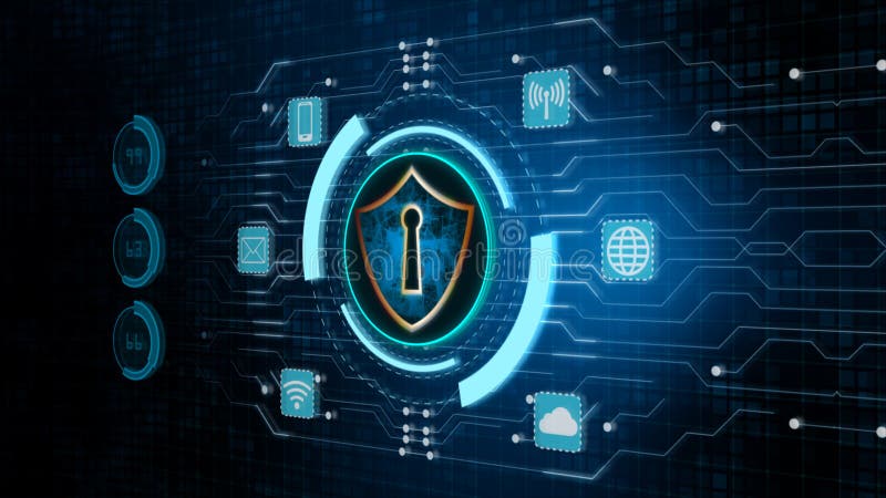 Shield Icon and Secure Network Communication, Cyber Security Concept ...