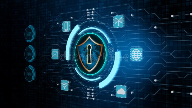 Shield Icon and Secure Network Communication, Cyber Security Concept ...