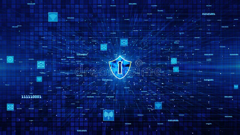 Shield Icon and Secure Network Communication, Cyber Security Concept ...