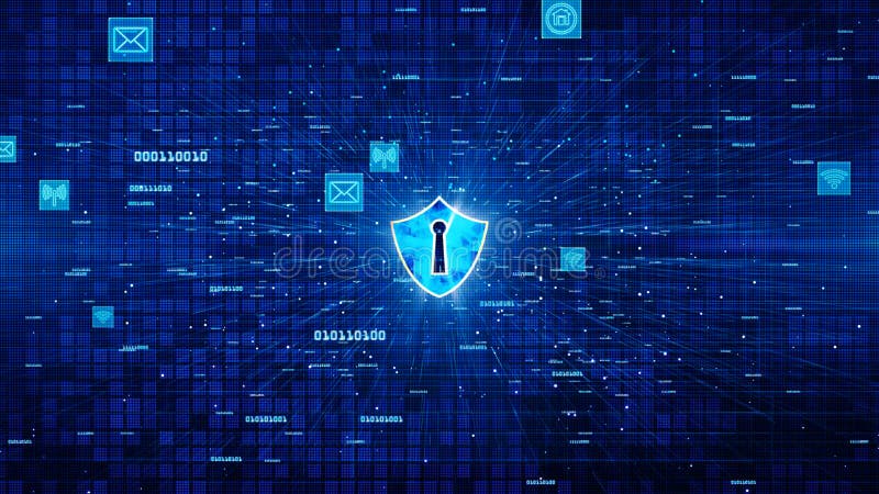 Shield Icon and Secure Network Communication, Cyber Security Concept ...