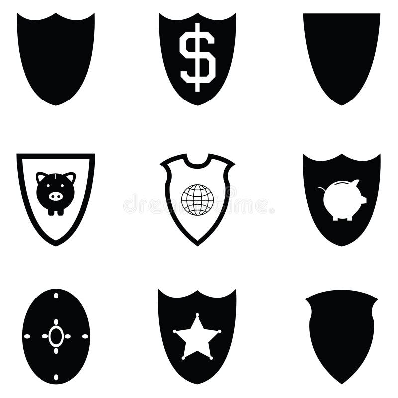 Shield icon set stock illustration. Illustration of security - 102690950