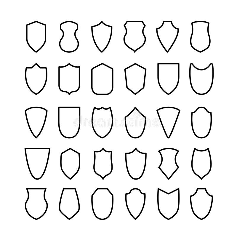 Shield Icon Set Collection Of Security Shield Knight Award Stock