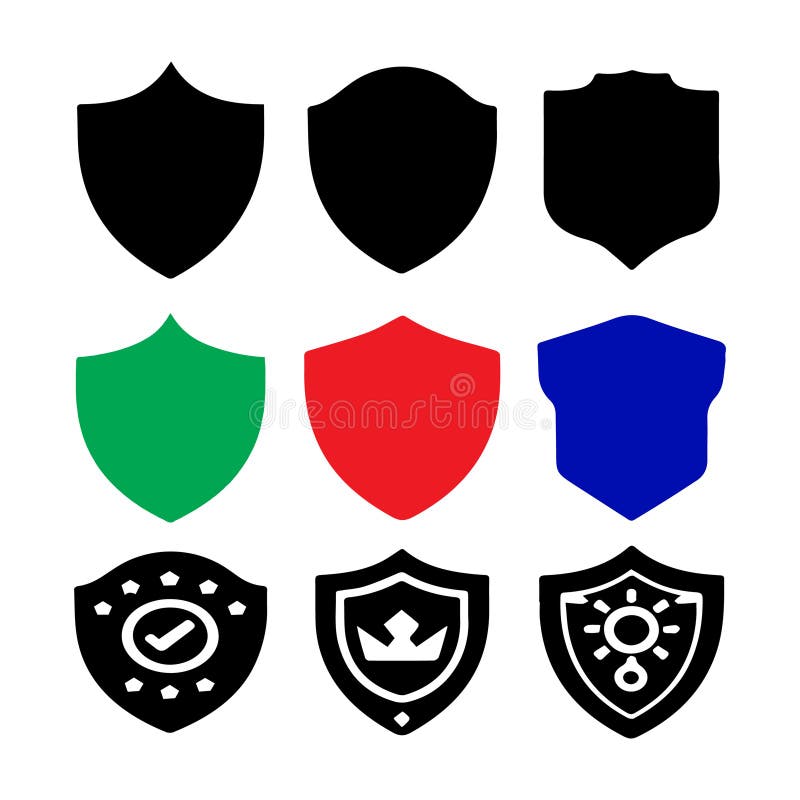 Shield Icon Set Collection Vector Stock Illustration - Illustration of ...