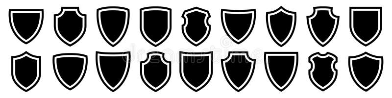 Shield Icon Set. Different Shields Forms Stock Illustration ...