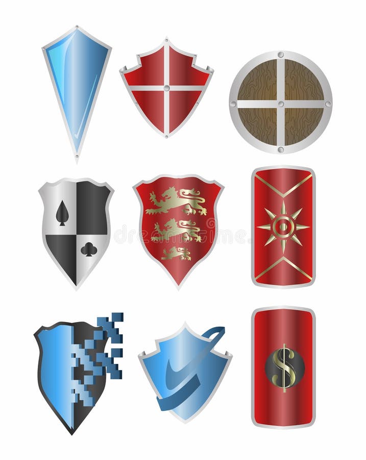 Shield Icon Set Gradation for Logo or Icon Stock Vector - Illustration ...