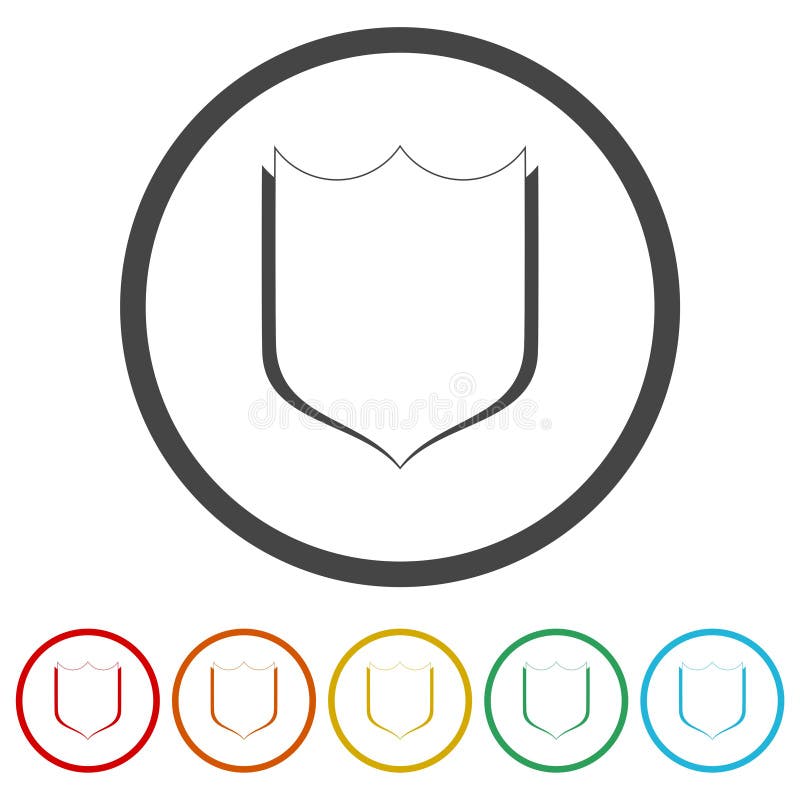 Shield Icon. Set Icons in Color Circle Buttons Stock Vector ...