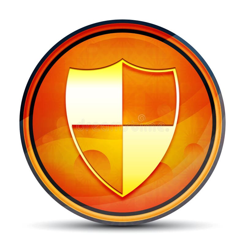 Shield Icon Shiny Bright Orange Round Button Illustration Stock ...