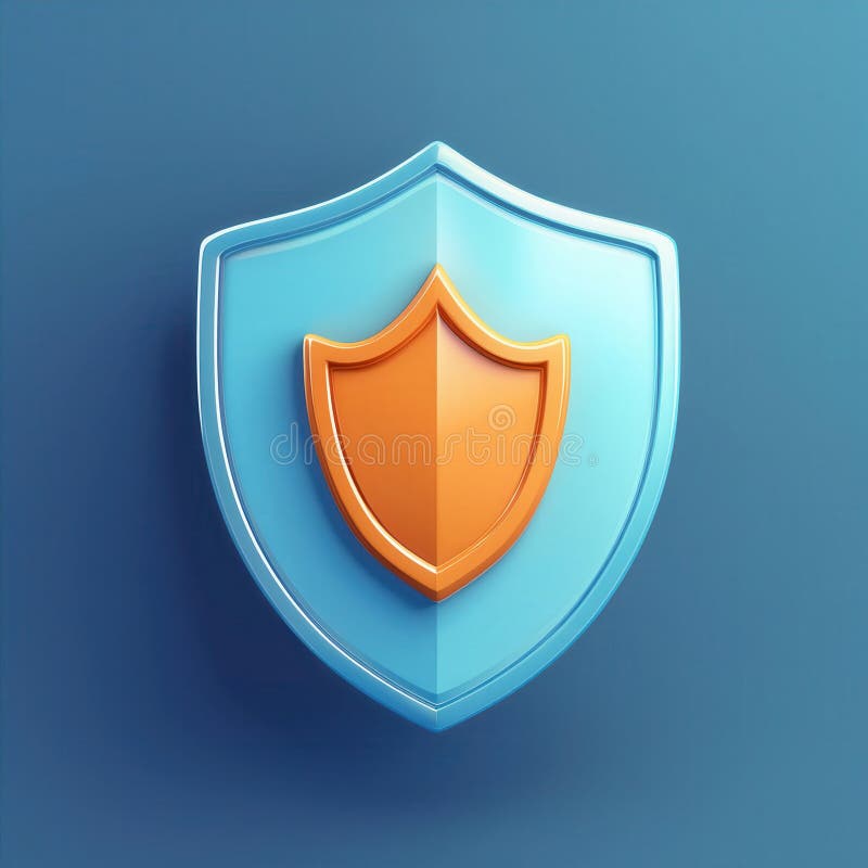 Shield Icon Design Featuring a Firefly Flat Style with Light Blue and ...