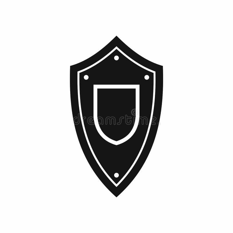 Shield icon, simple style stock vector. Illustration of insignia - 80480084