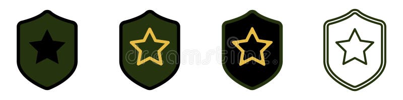 Shield Icon with Star. Army Protection Vector Icon. Combat Patch of a ...