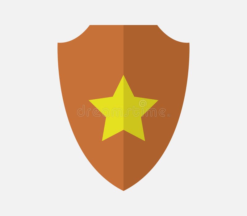 Shield Icon with Star Illustrated Stock Illustration - Illustration of ...