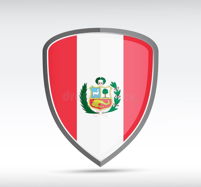 Shield with Peru Flag on White Background. Stock Vector - Illustration ...