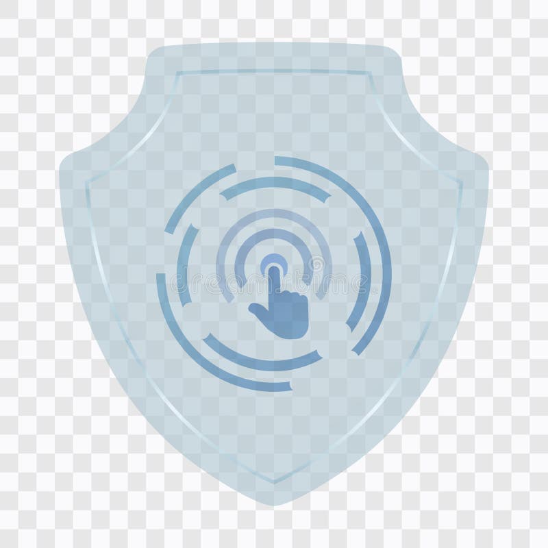 Shield Icon and Transparent Touch Screen Lock. Safety, Security Vector ...
