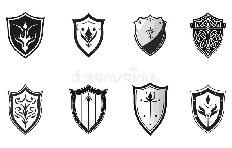 Shield Icon Vector,Shield Icon Set in Vintage Style Stock Vector ...