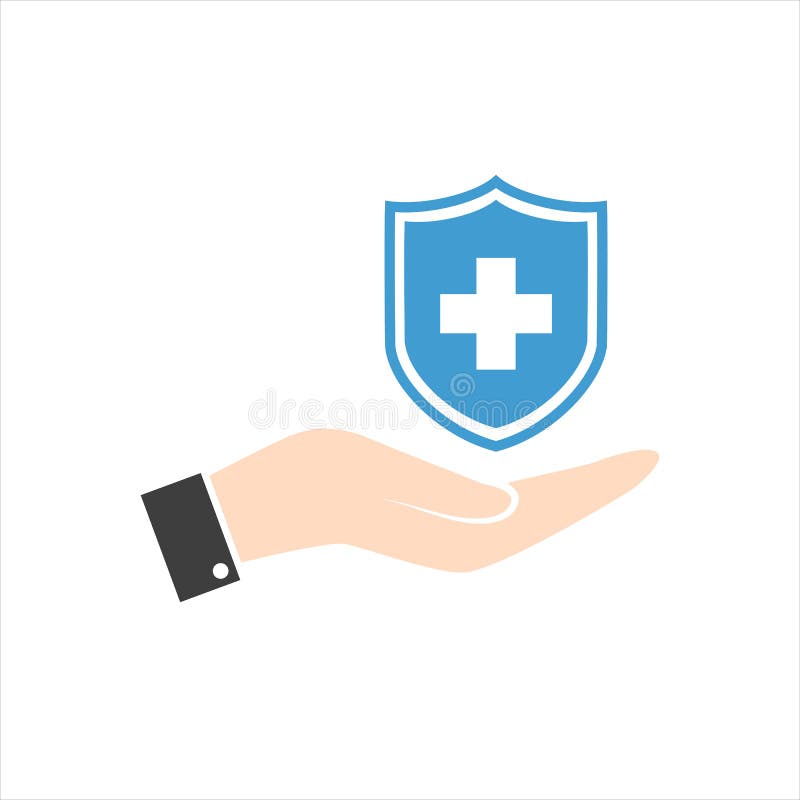 Shield Icon in Hand on a White Background Stock Illustration ...
