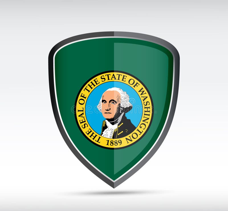 Shield Icon with Washington State Flag Stock Vector - Illustration of ...