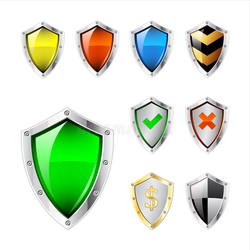 Shield icons stock vector. Illustration of blue, dollar - 23281713