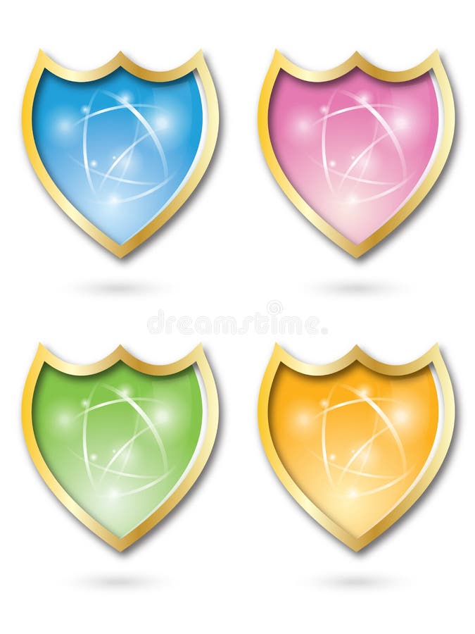 Shield icons set stock vector. Illustration of purple - 15721100
