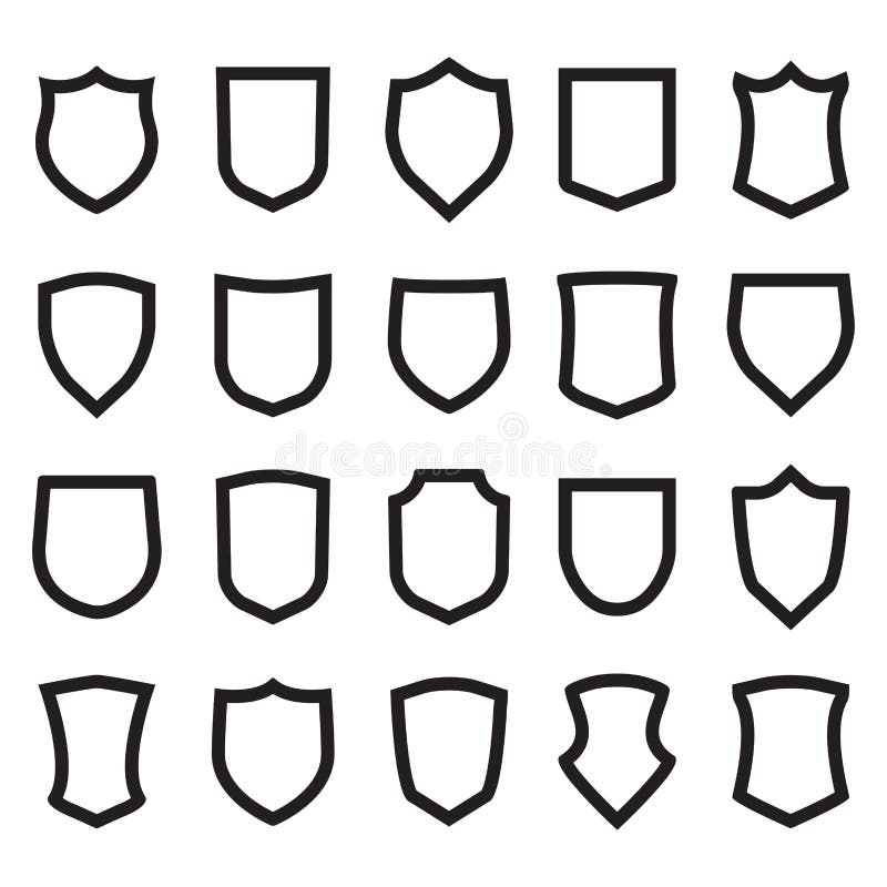 Shield Icons Set Different Shield Shapes Stock Vector Illustration