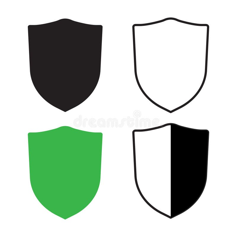 Shield Icons Set. Four Color Variations. Security and Defense Symbols ...