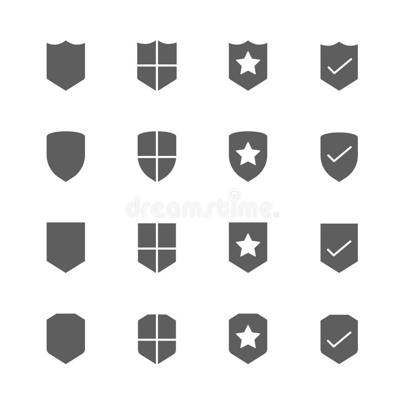 Shield icons set stock vector. Illustration of insignia - 59372168
