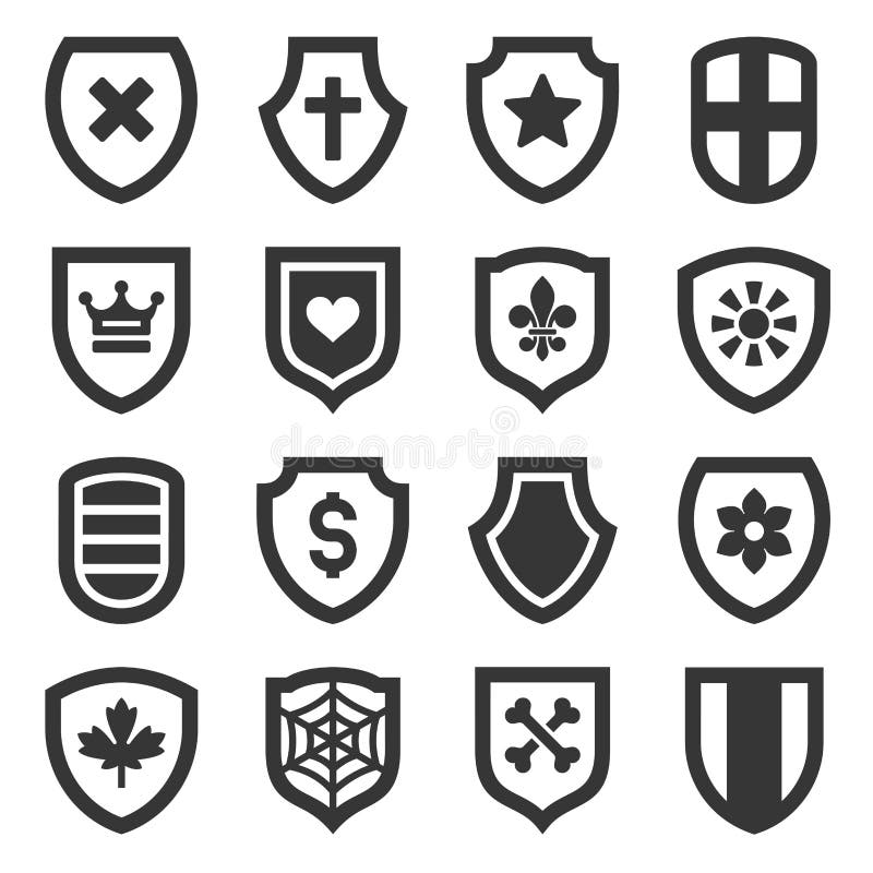 Shield Icons Set on White Background. Vector Stock Vector ...