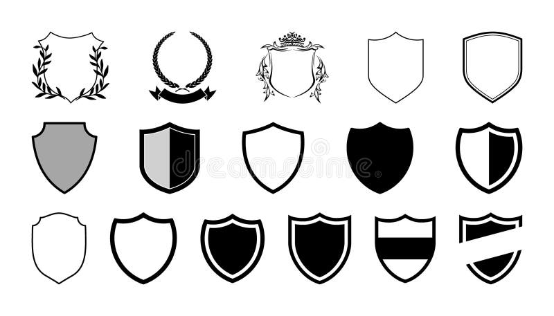 Shield icons set stock illustration. Illustration of symbols - 307265985