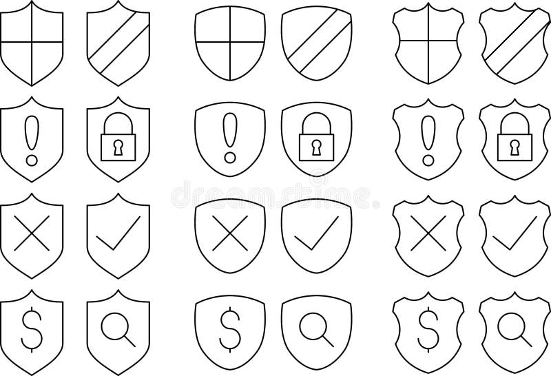 Shield icons for web pages stock vector. Illustration of army - 157240851