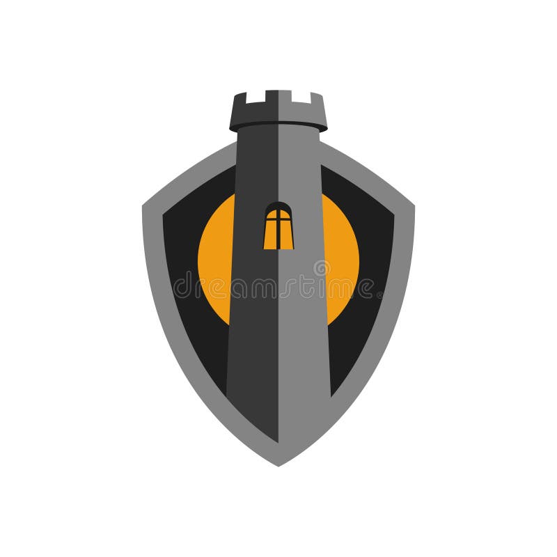 Shield with the Image of a Tower with a Window on the Background of the ...