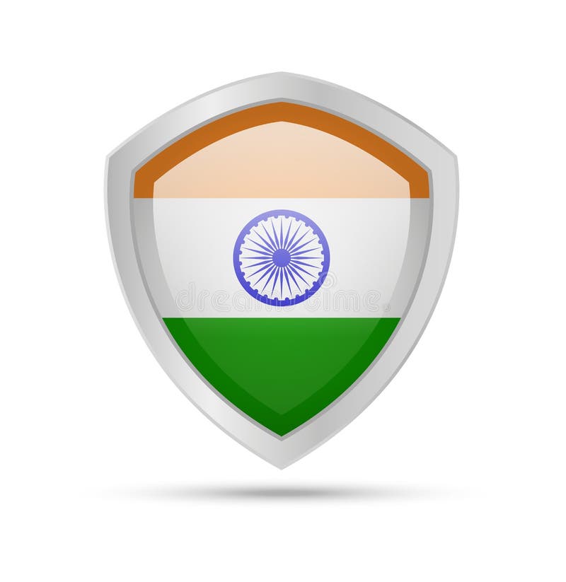 Shield with India Flag on White Background. Stock Vector - Illustration ...