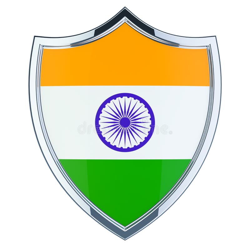 Shield with Indian Flag, 3D Rendering Stock Illustration - Illustration ...