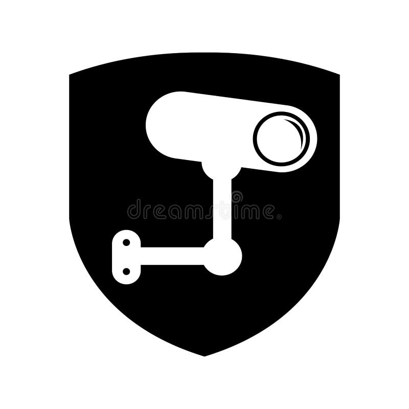Shield Insurance with Cctv Camera Isolated Icon Stock Vector ...