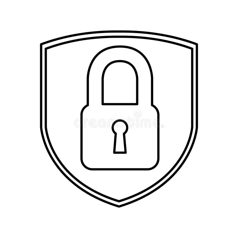Shield Insurance with Padlock Isolated Icon Stock Vector - Illustration ...