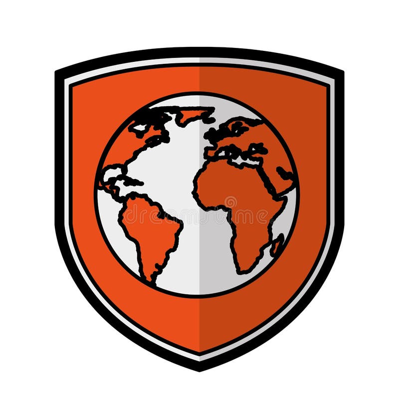Shield Insurance with World Planet Isolated Icon Stock Vector ...