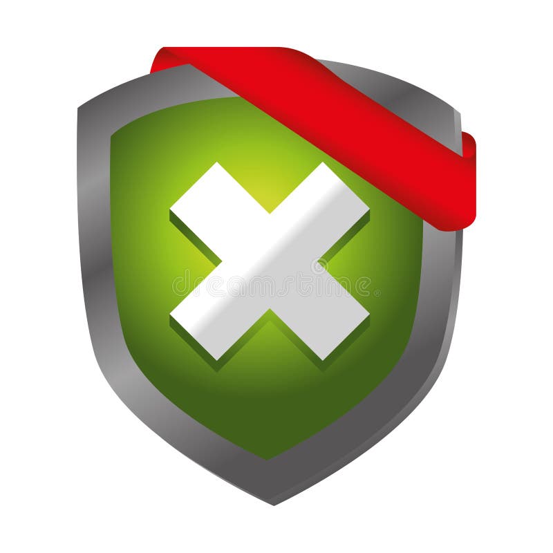 Shield with X Isolated Icon Stock Vector - Illustration of business ...