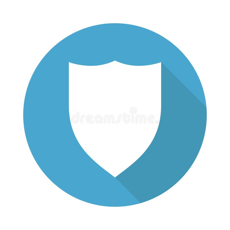 Shield Isolated Vector Icon with Shadow on Blue Circle Background ...