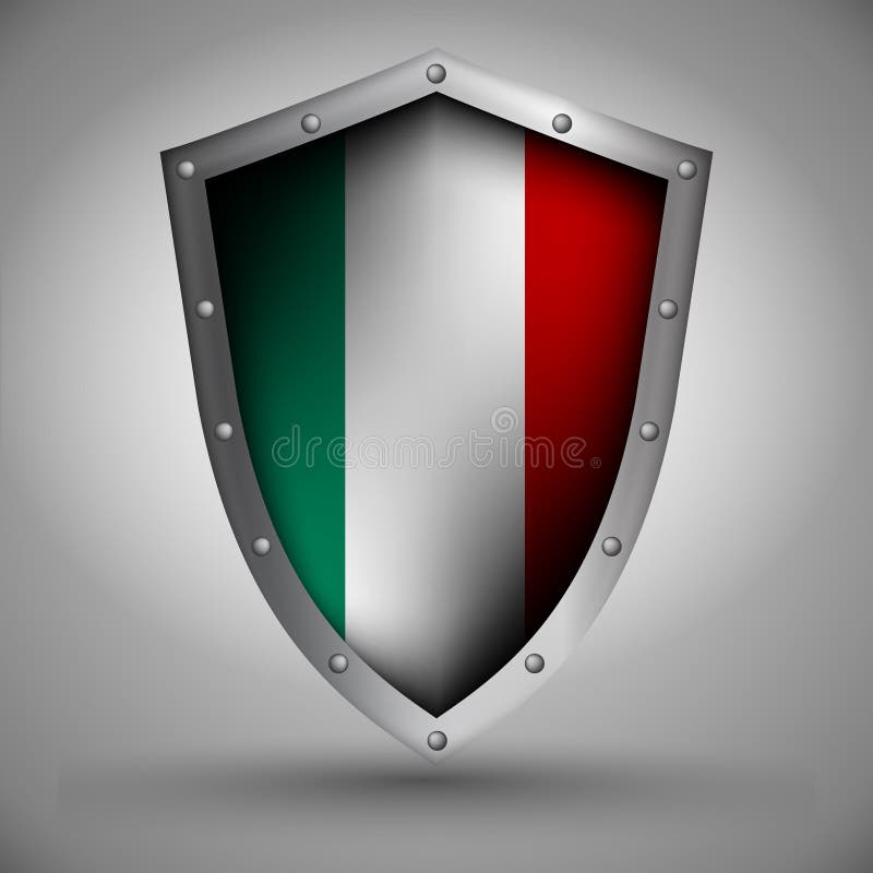 Shield with the Italian Flag Stock Vector - Illustration of medieval ...