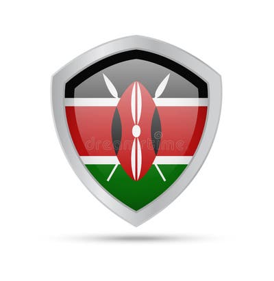 Shield with Kenya Flag on White Background Stock Illustration ...