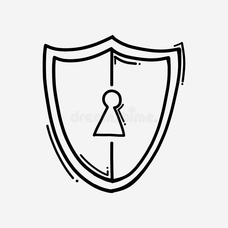 Shield Keyhole Doodle Vector Icon. Drawing Sketch Illustration Hand ...
