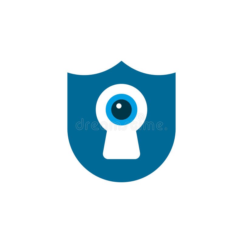 A Shield with a Keyhole and Eye Inside. Vector on White Empty Clean ...