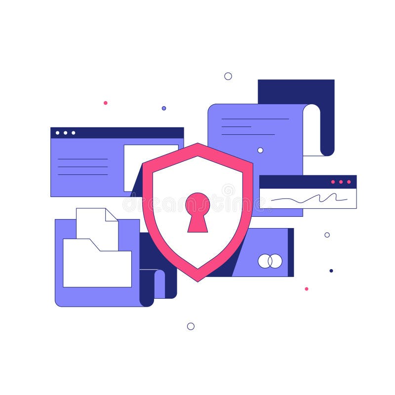 Shield with Keyhole in Flat Vector Illustration Symbolizing ...