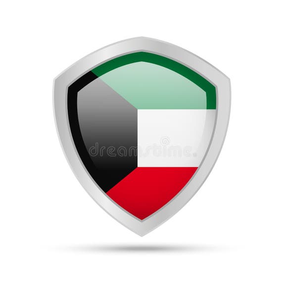 Shield with Kuwait Flag on White Background. Stock Vector ...