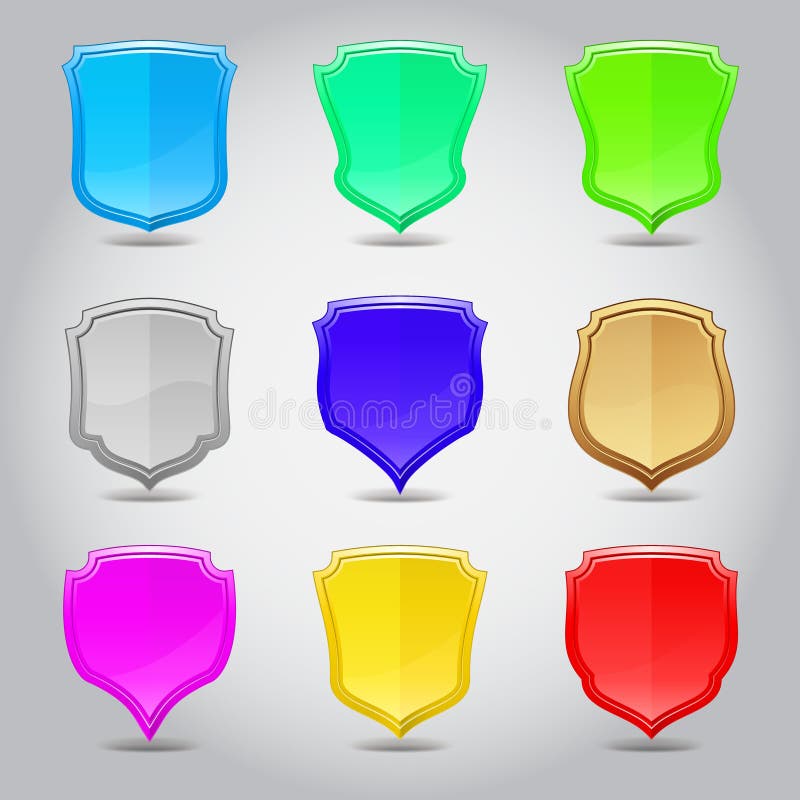 Shield Label Set. Vector Illustration Stock Vector - Illustration of ...