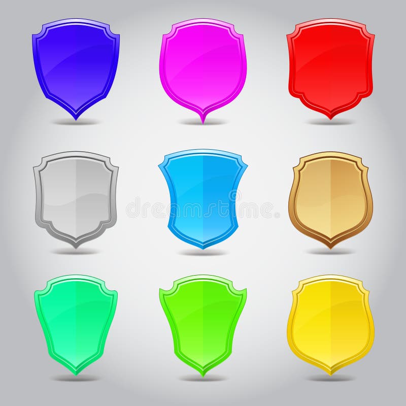 Shield Label Set. Vector Illustration Stock Vector - Illustration of ...