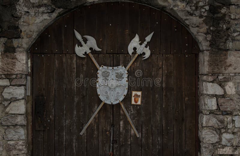 Shield, Lance and Some Historical Arms Stock Image - Image of gate ...