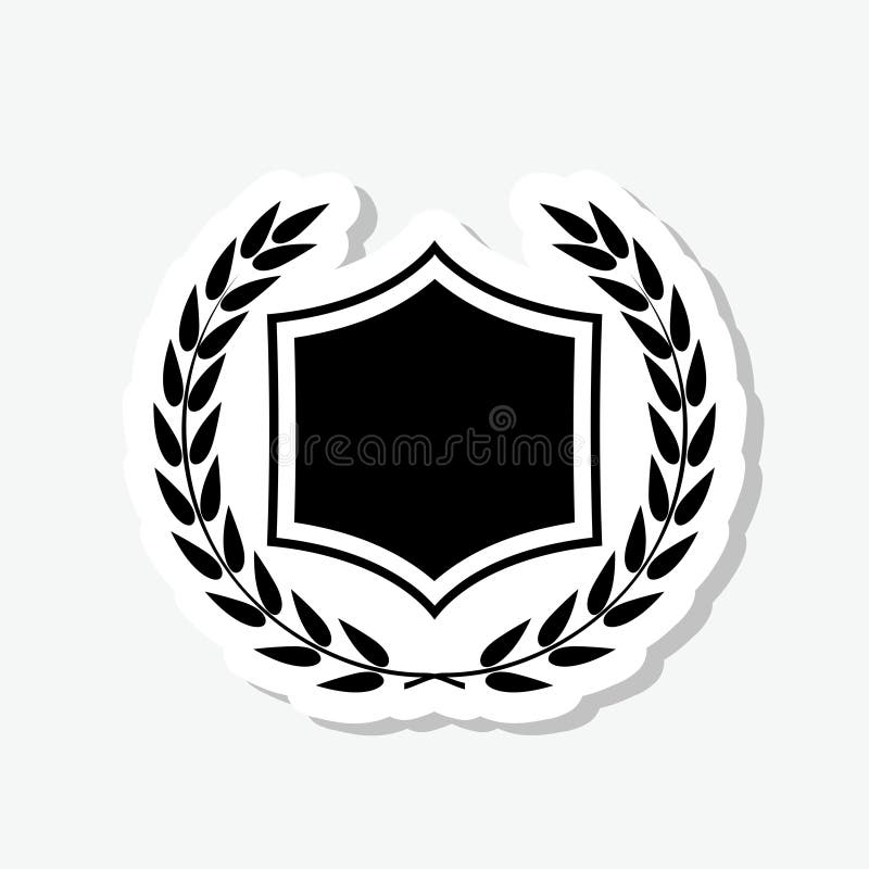 Shield with Laurel Sticker Isolated on Gray Background Stock Vector ...