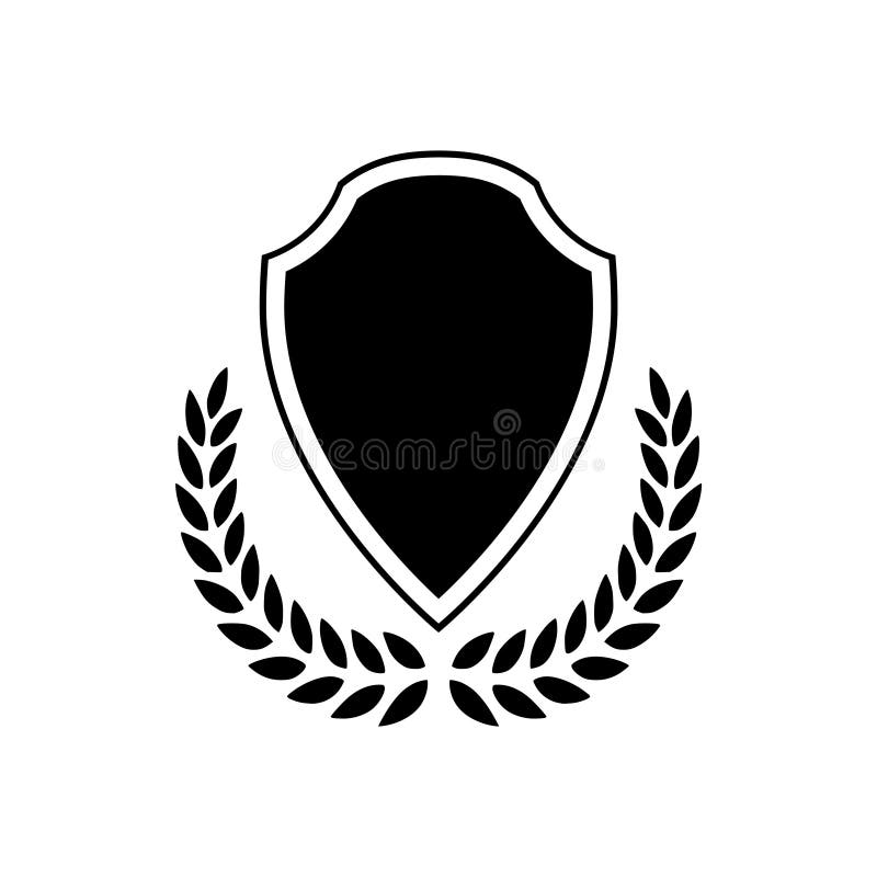 Shield with Laurel Wreath Icon Isolated on White Background Stock ...