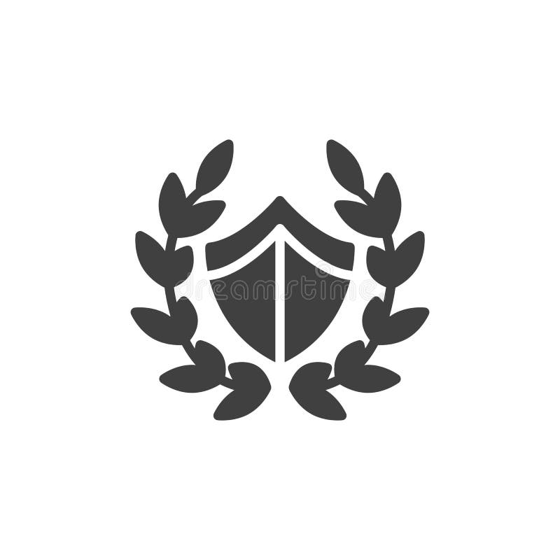 Shield and Laurel Wreath Vector Icon Stock Vector - Illustration of ...