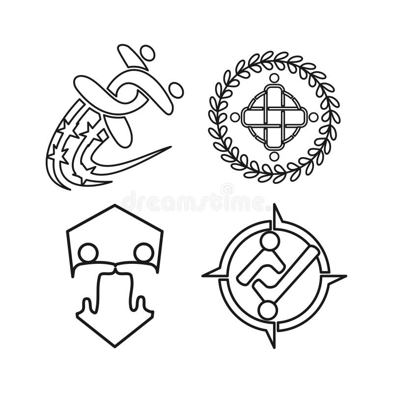 Shield Leaf Star Commitment Teamwork Together Outline Logo Stock Vector - Illustration of ...