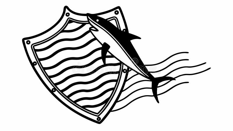 Shield with Leaping Shark, Nautical Strength Emblem, Vector Design ...